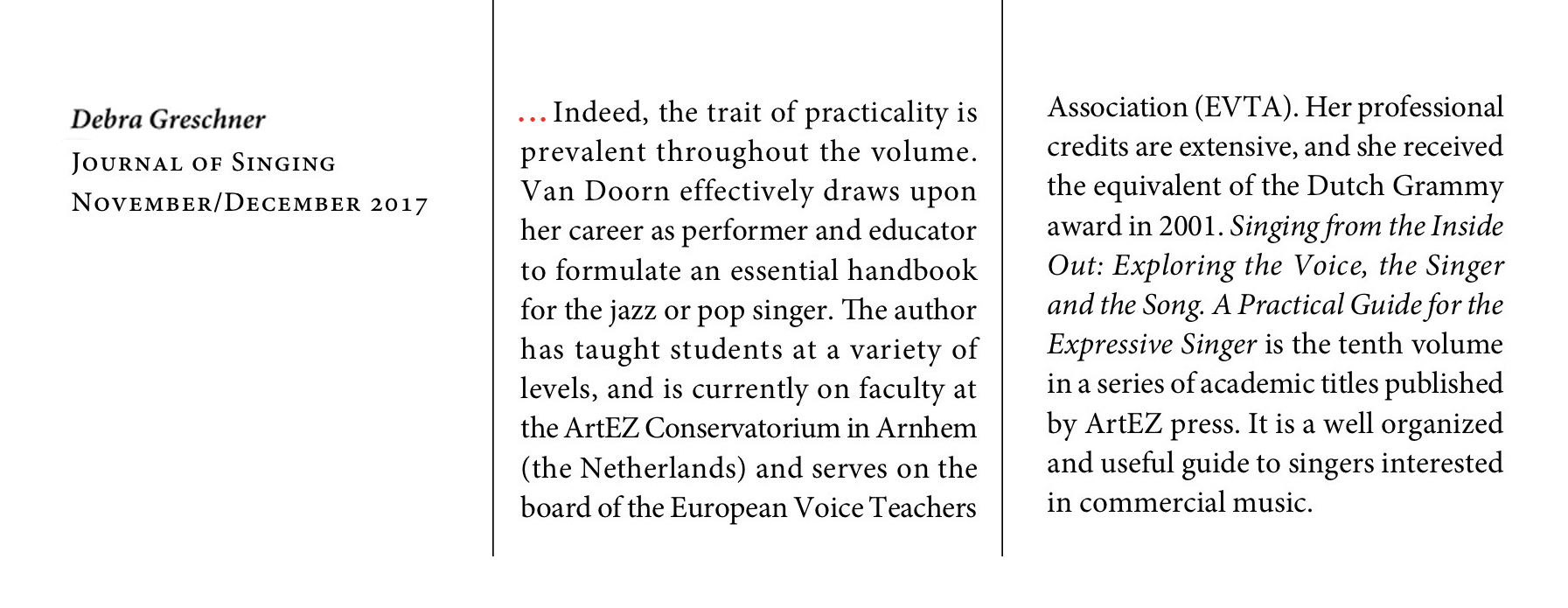 Press and feedback – Singing from the Inside Out